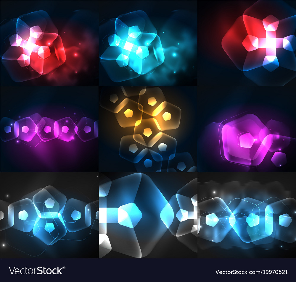 Set of abstract backgrounds - glowing neon color Vector Image