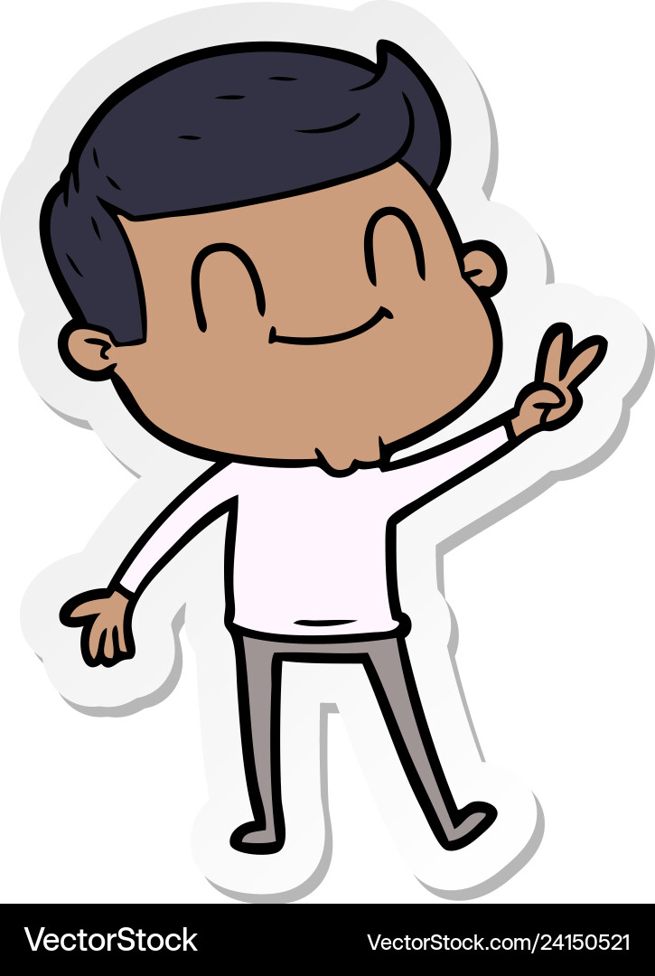 Sticker of a cartoon friendly man Royalty Free Vector Image