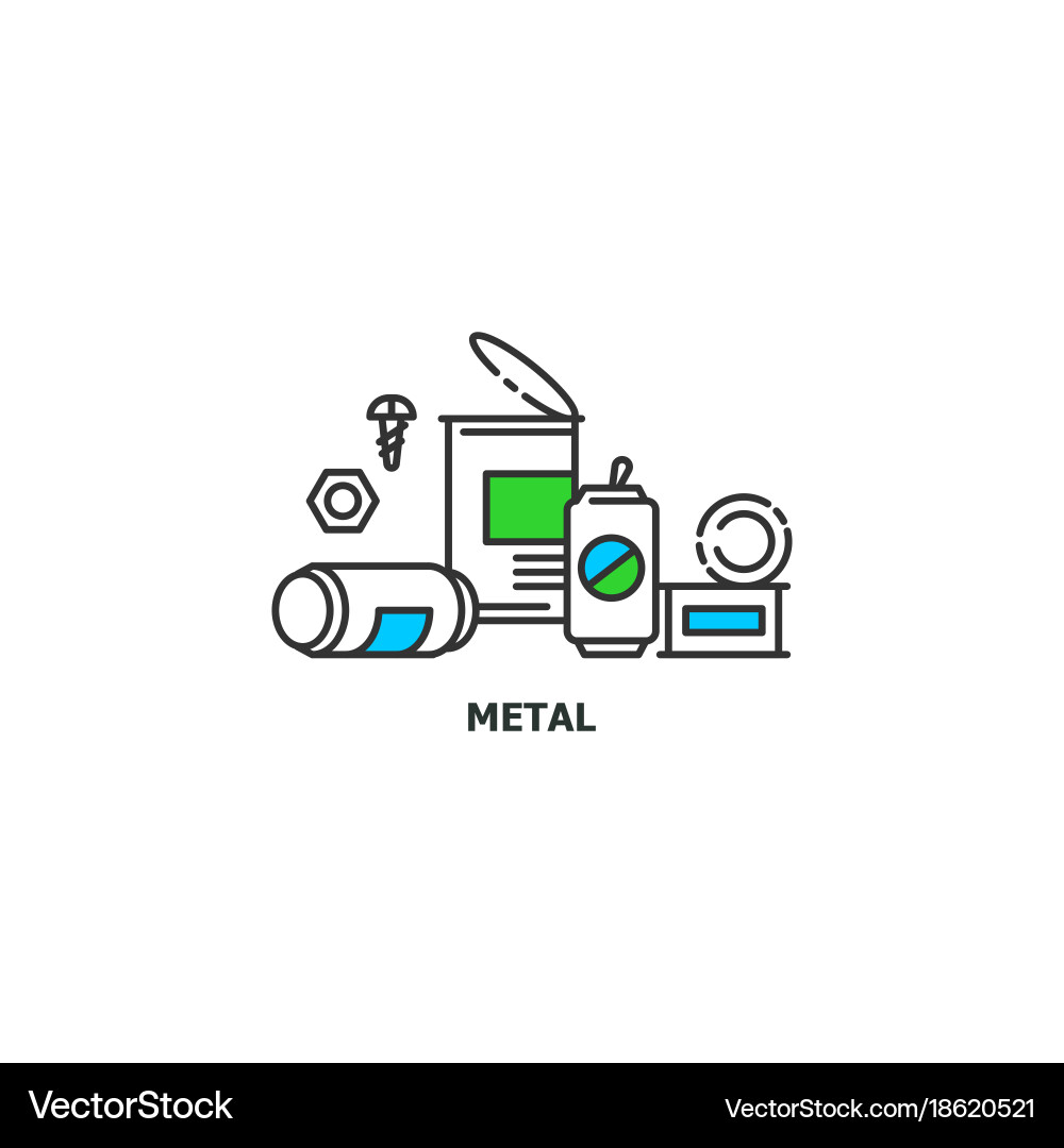 Waste metal recycle concept icon in line design Vector Image