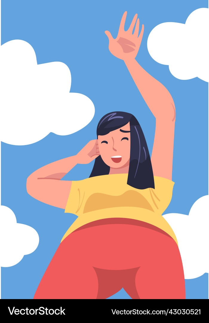 Woman character standing looking from above Vector Image