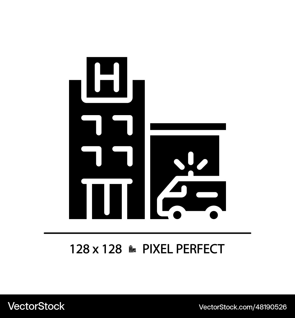 2d glyph style black hospital icon Royalty Free Vector Image
