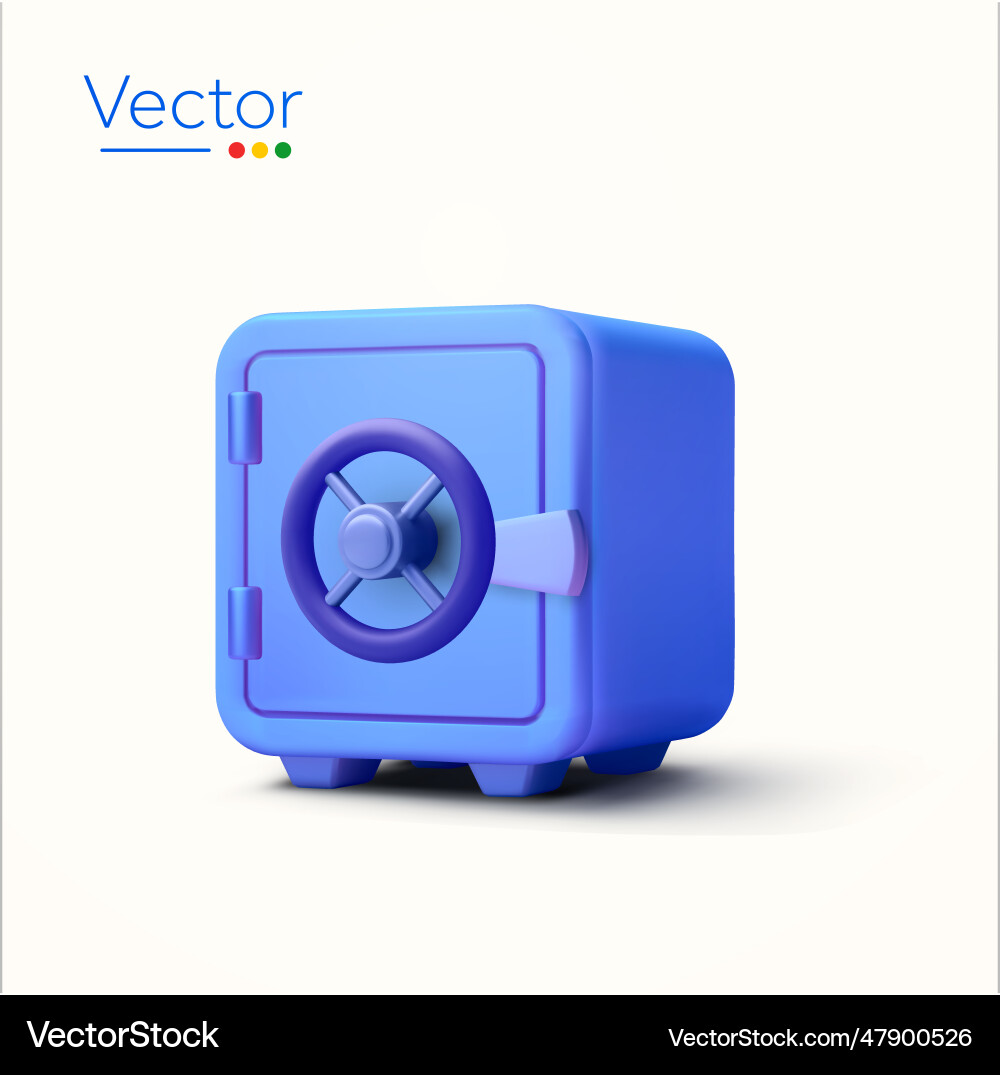 3d blue vault or safe box in minimal style Vector Image