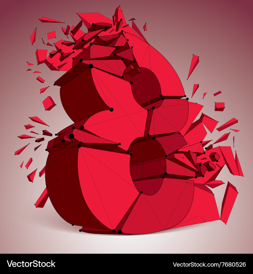 Abstract 3d red faceted number 8 with connected Vector Image