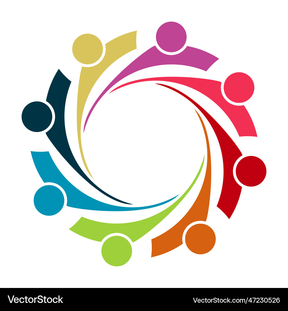 Abstract colorful people in a circleteamwork Vector Image