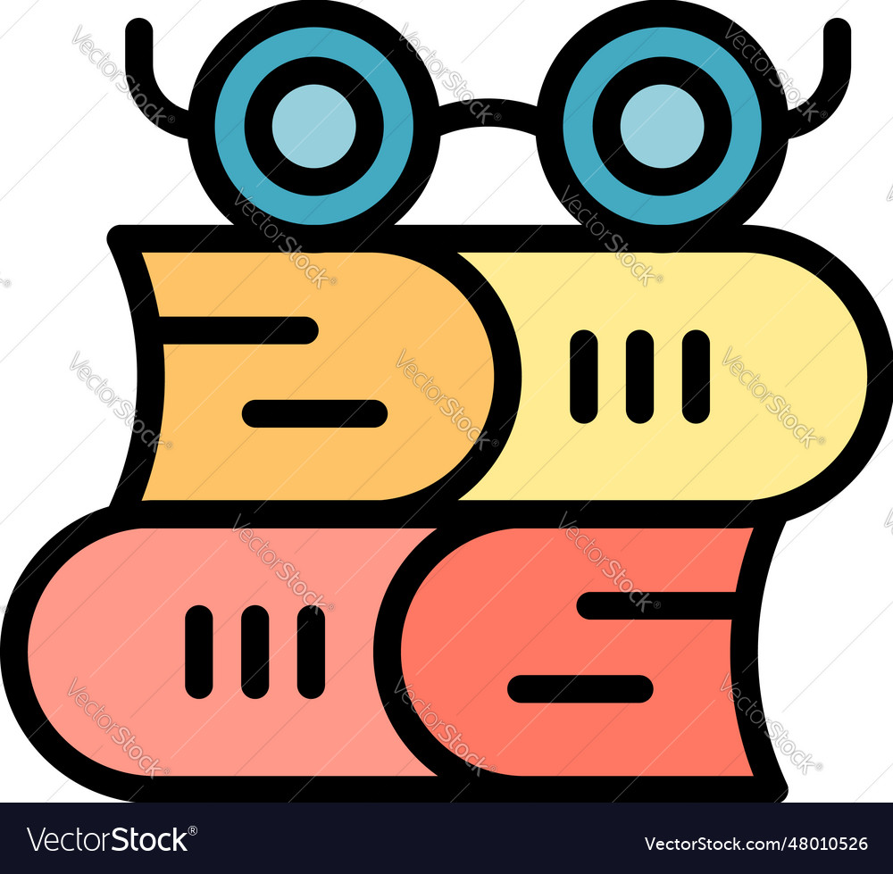 Book stack icon flat Royalty Free Vector Image