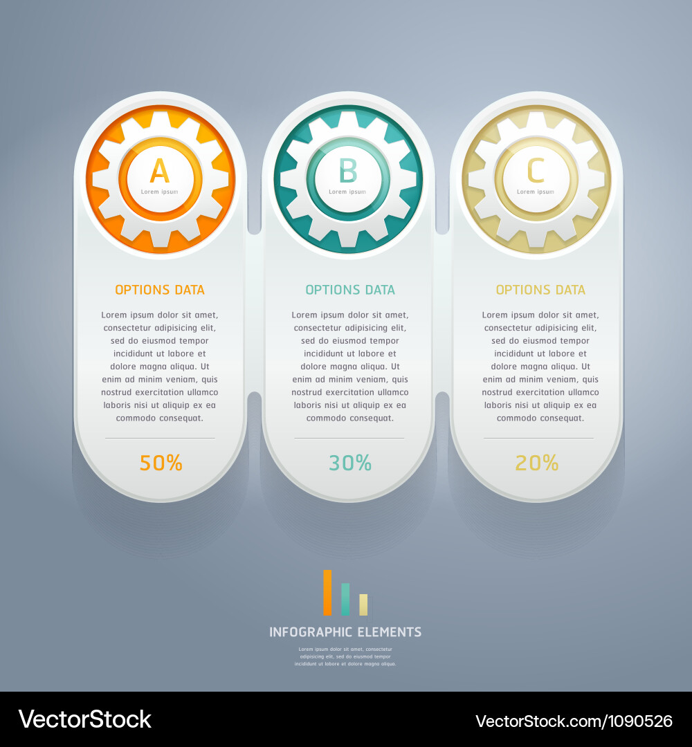 Color gears infographic number options Royalty Free Vector