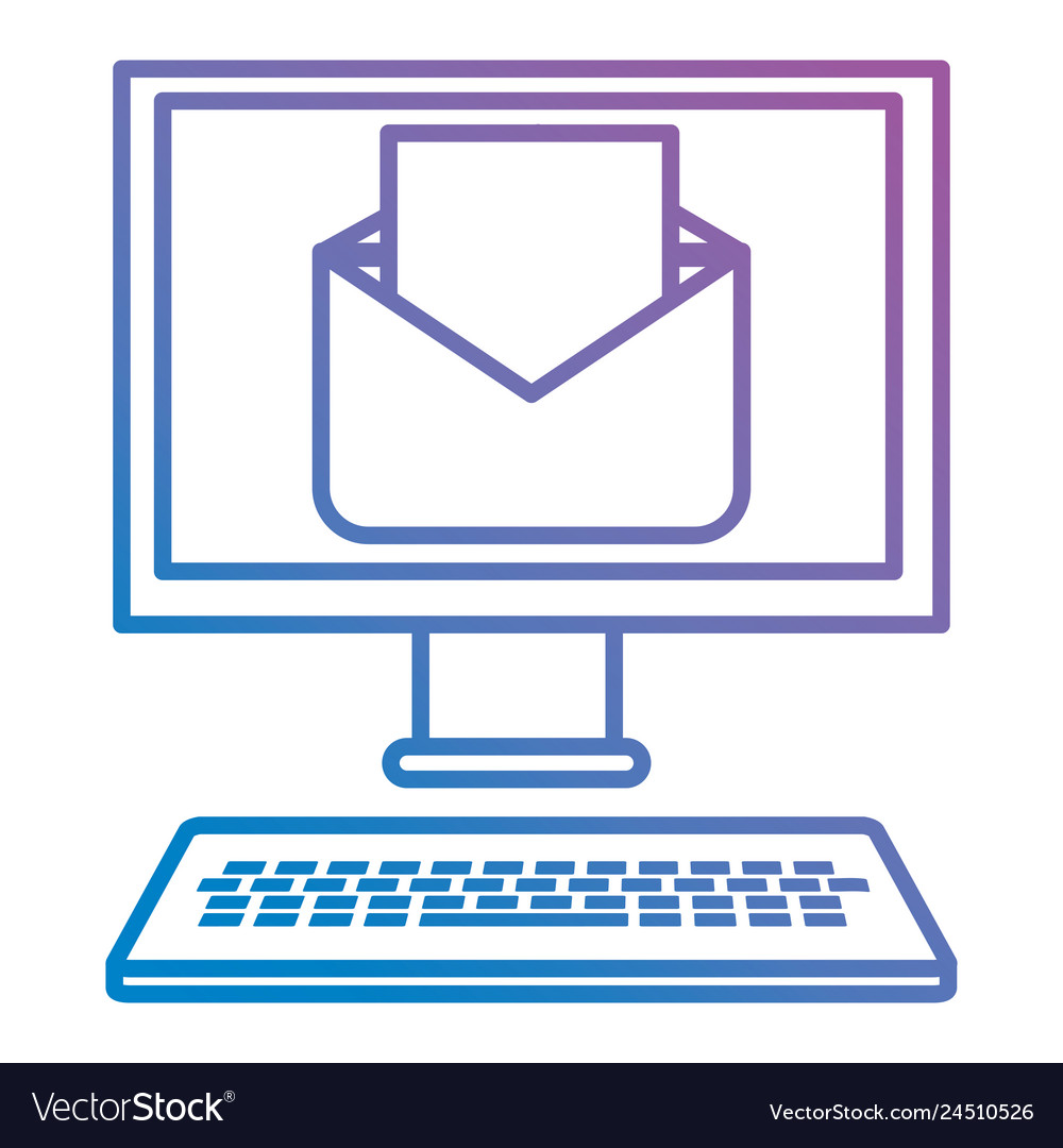 Computer desktop with envelope Royalty Free Vector Image