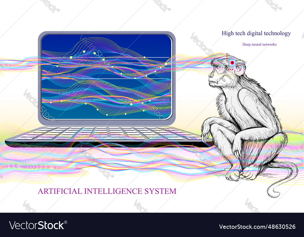 Deep neural networks microchip implantation Vector Image