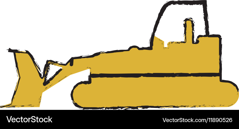 Drawing bulldozer truck construction sign Vector Image