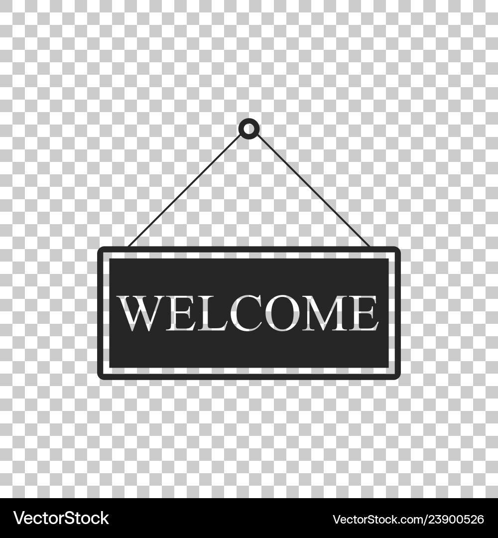 Hanging sign with text welcome icon isolated Vector Image