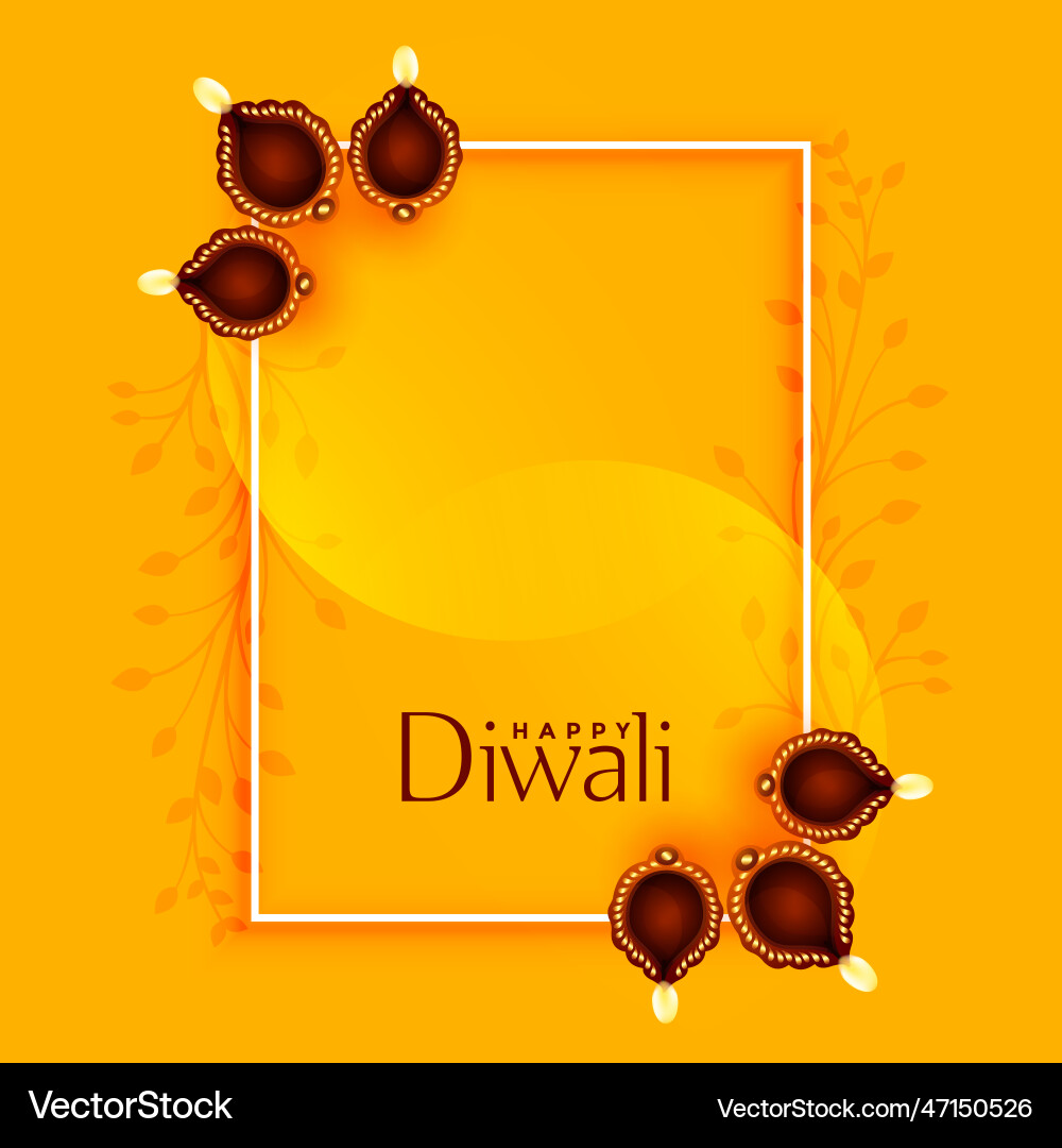 Happy diwali greeting with diya and text space Vector Image