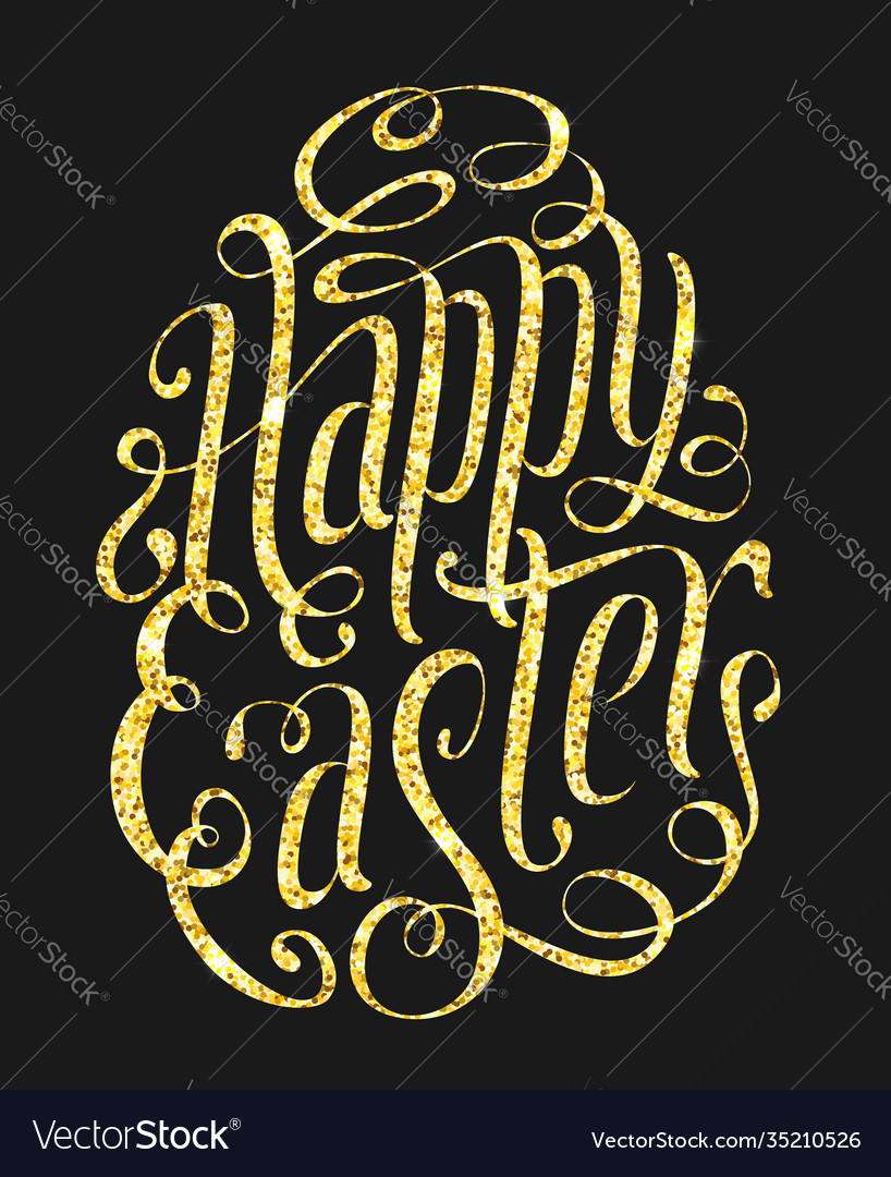 Happy easter gold glitter greeting card Royalty Free Vector