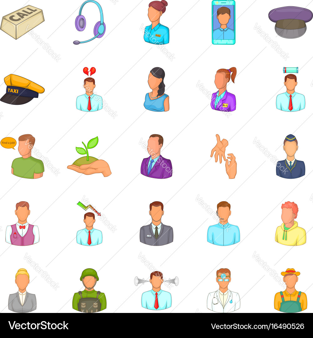 Human resource icons set cartoon style Royalty Free Vector