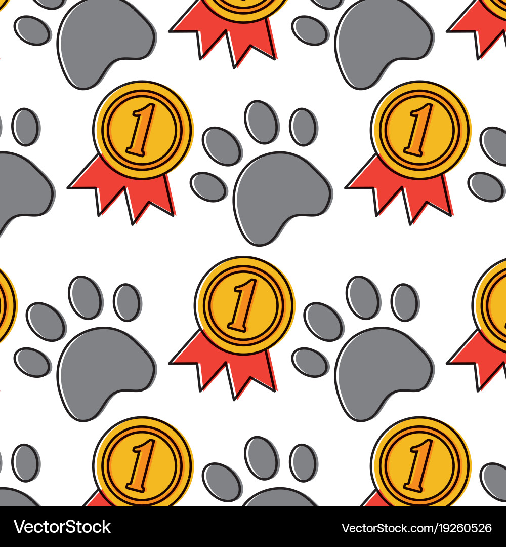 Pet dog head and bone toy food pattern Royalty Free Vector