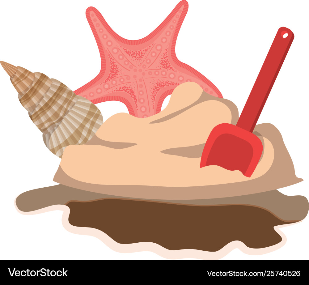 Shovel to play on beach white background Vector Image