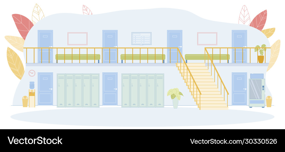 Two story building with corridor university Vector Image