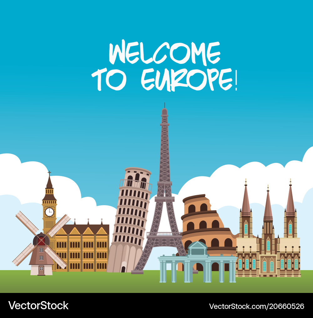 Welcome to europe Royalty Free Vector Image - VectorStock