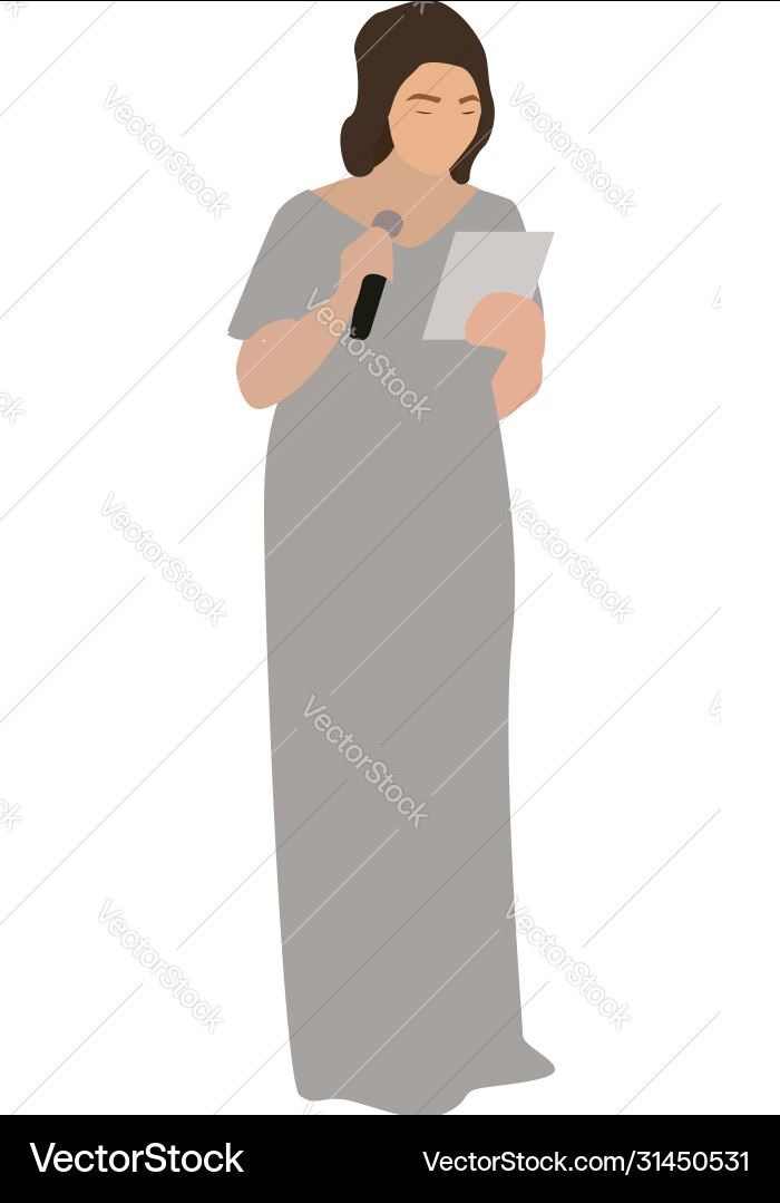 Announcer woman on white background Royalty Free Vector