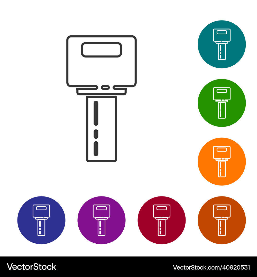 Black line car key with remote icon isolated Vector Image