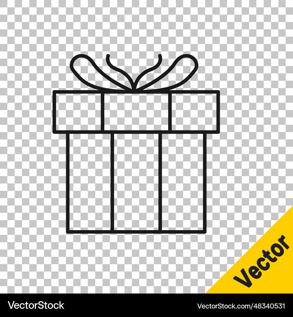Black line gift box icon isolated on transparent Vector Image