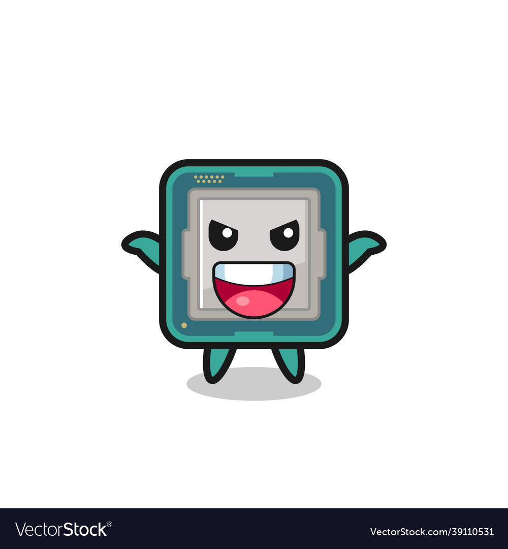 Cute processor doing scare gesture Royalty Free Vector Image