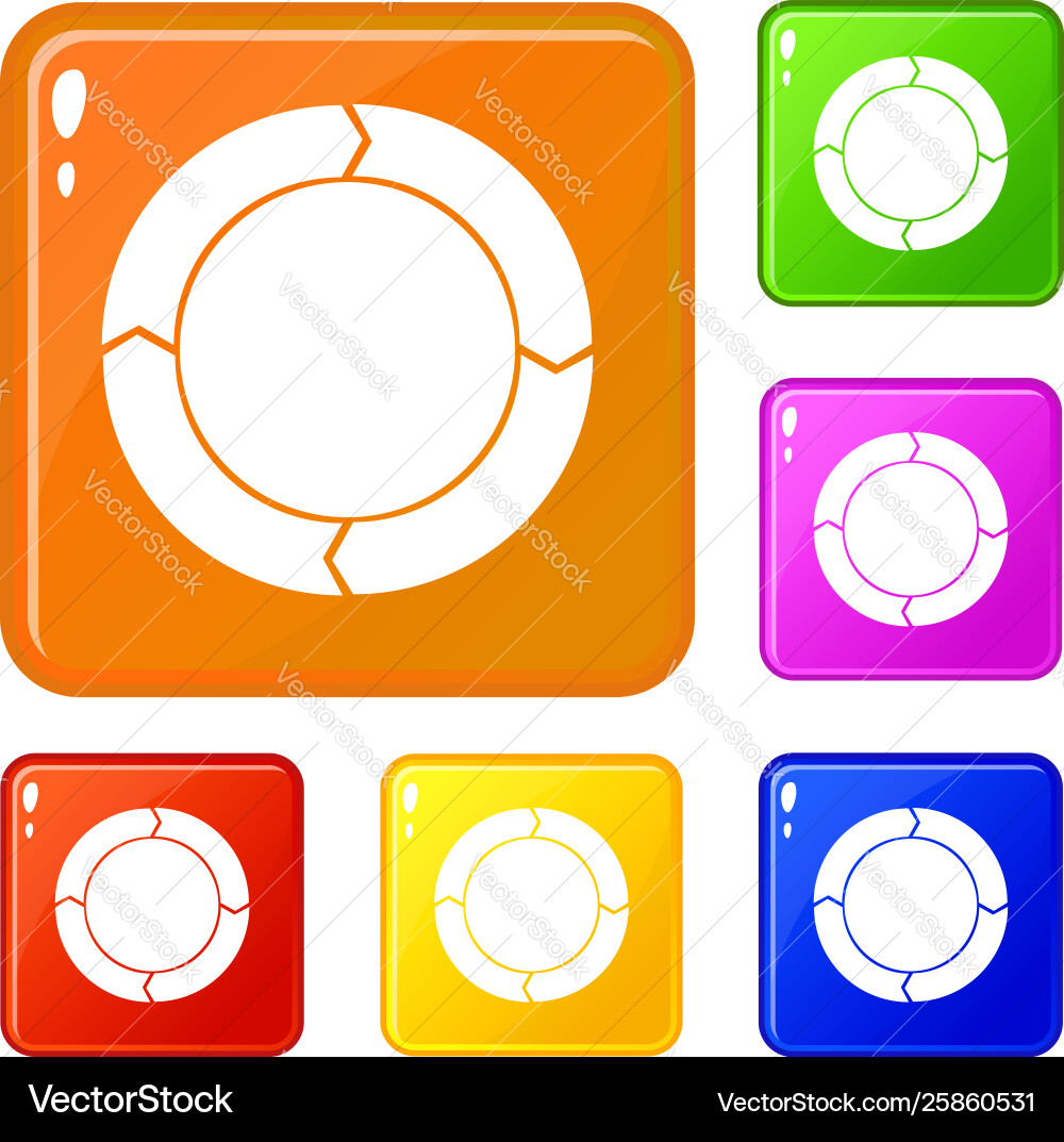 Diagram pie chart with arrows icons set Royalty Free Vector