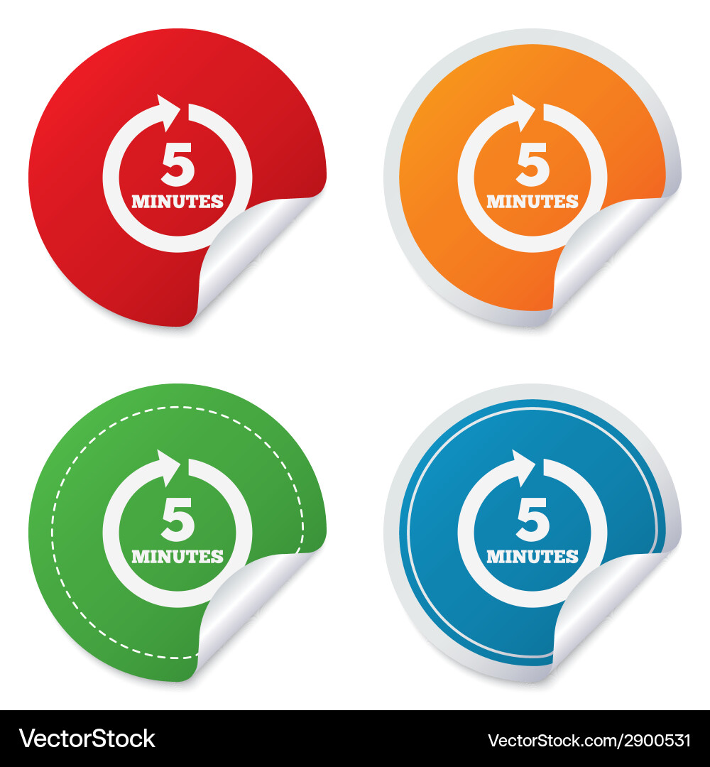 Every 5 minutes sign icon full rotation arrow Vector Image