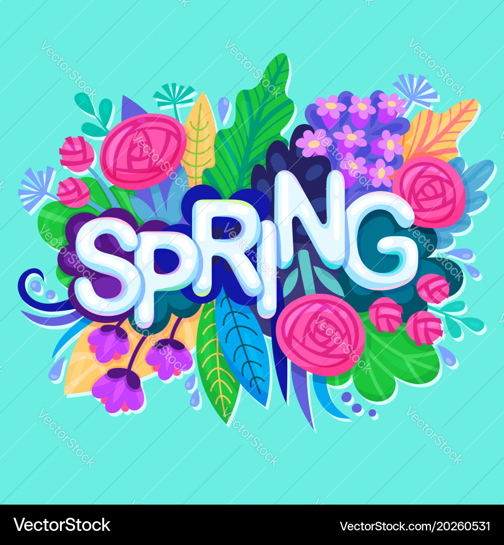 Fresh spring background with colorful flowers Vector Image