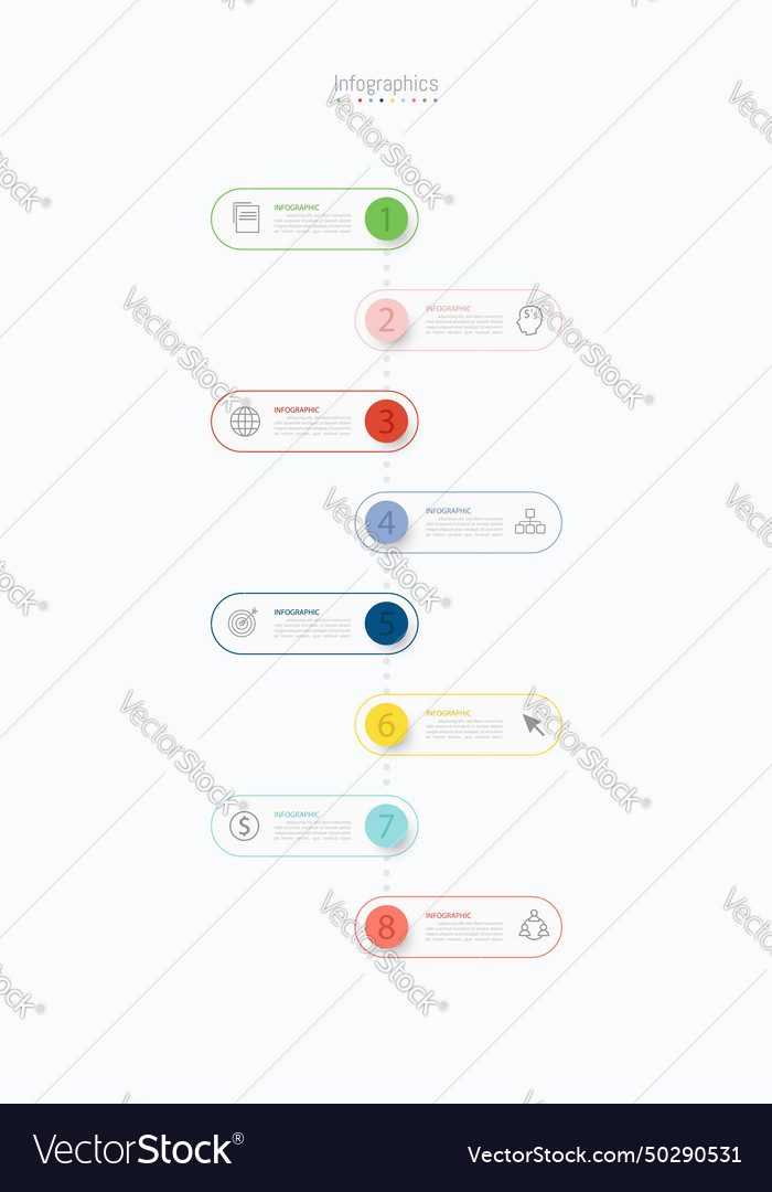 Infographic 8 options design elements Royalty Free Vector