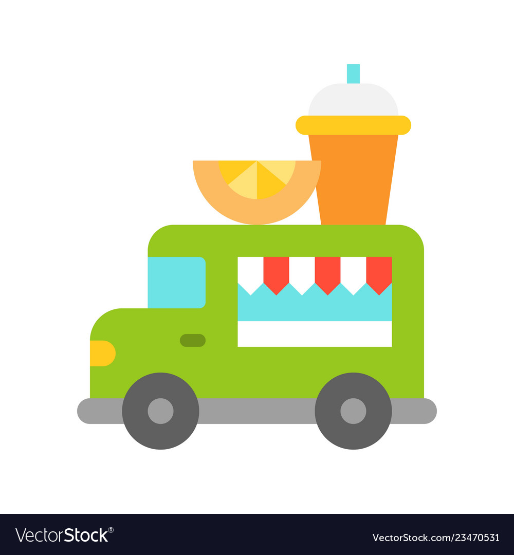 Juice truck food flat style icon Royalty Free Vector Image