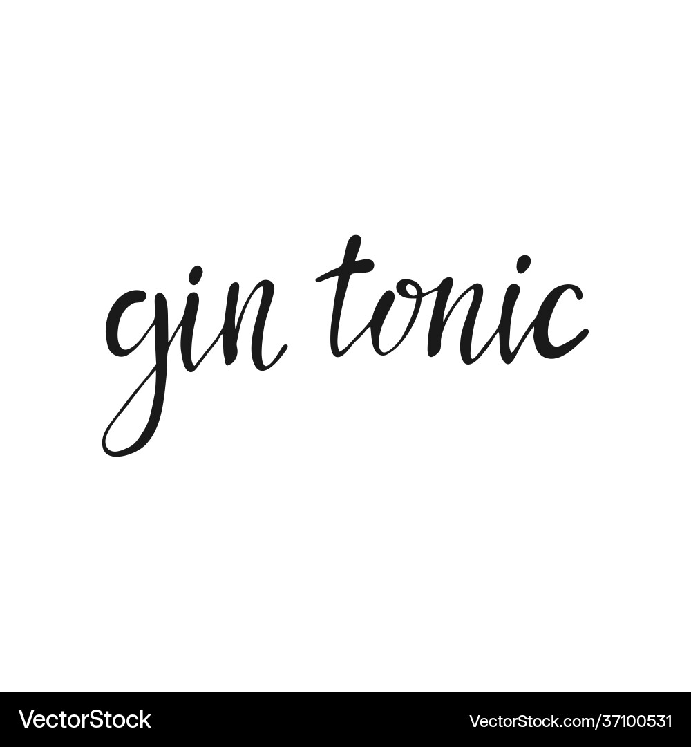 Lettering gin tonic classic cocktail hand drawn Vector Image