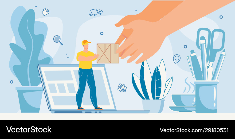 Office parcels delivery online service metaphor Vector Image