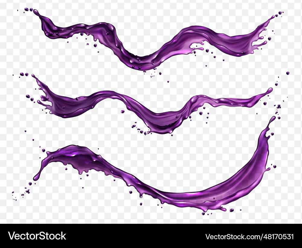 Purple grape juice splash berry water drop Vector Image