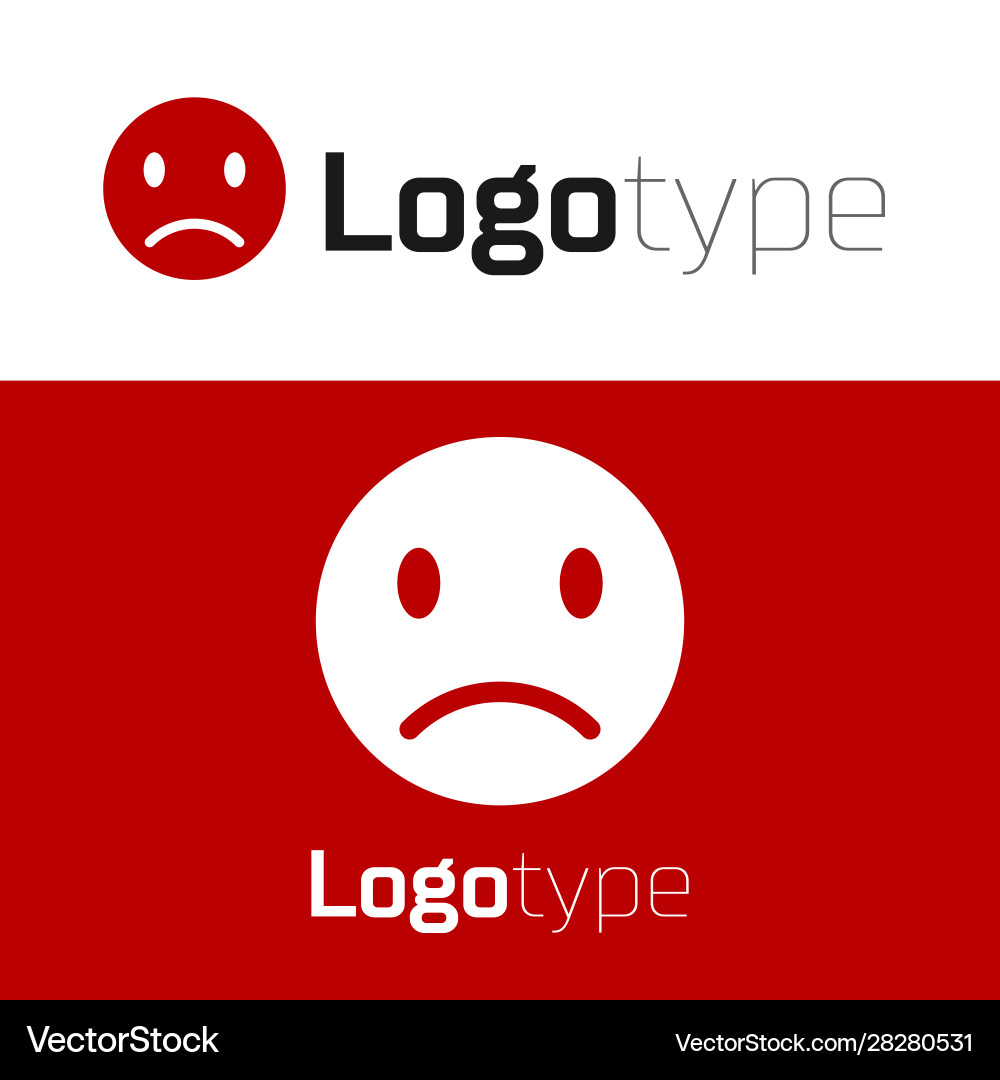 Red sad smile icon isolated on white background Vector Image
