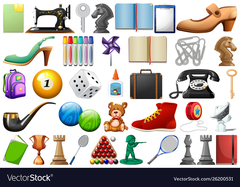 Set Random Objects Royalty Free Vector Image VectorStock