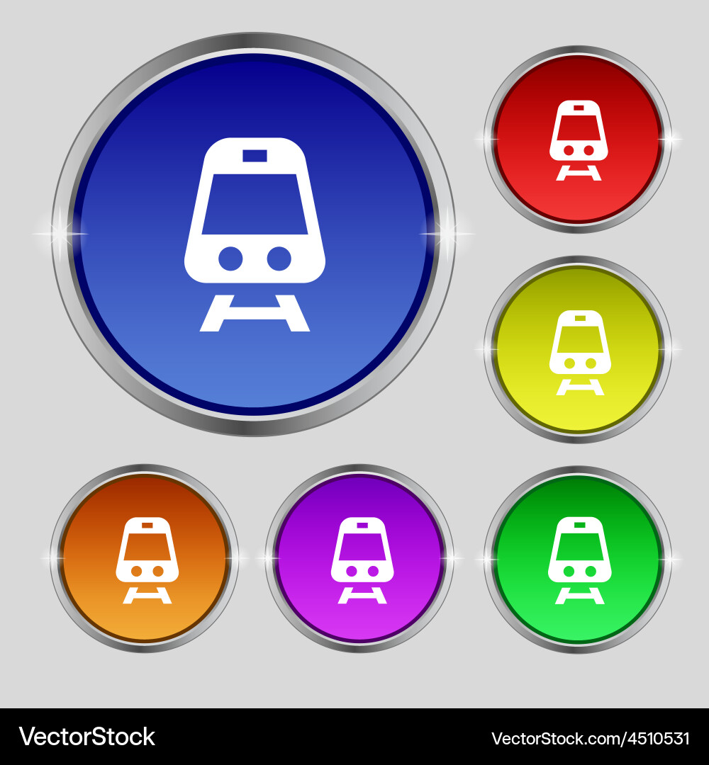Train icon sign round symbol on bright colourful Vector Image