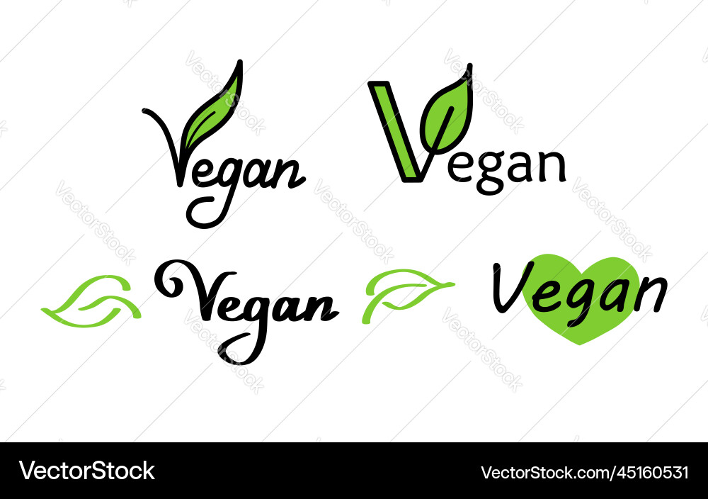 Vegan handdrawn text green lettering Royalty Free Vector