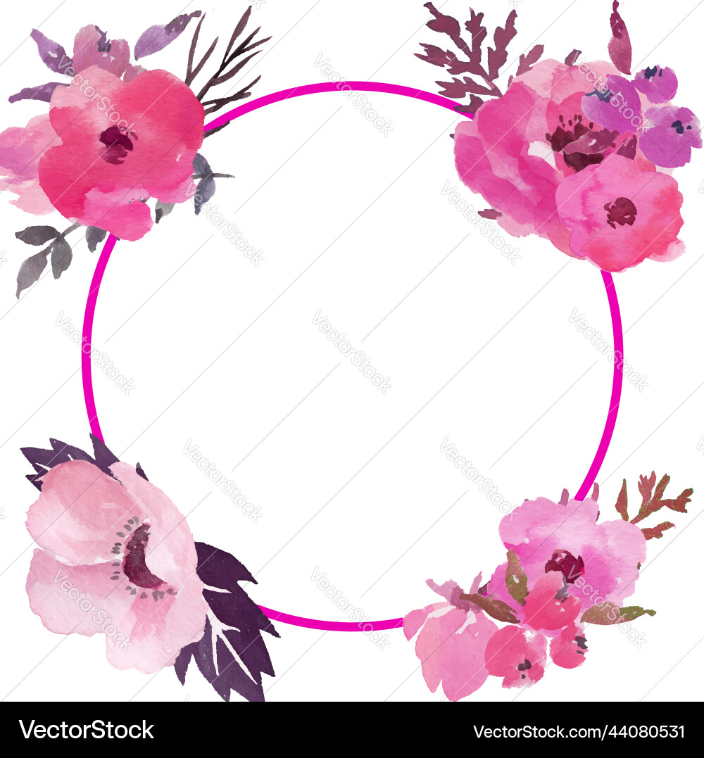 Watercolor flower frame circle wedding invitation Vector Image