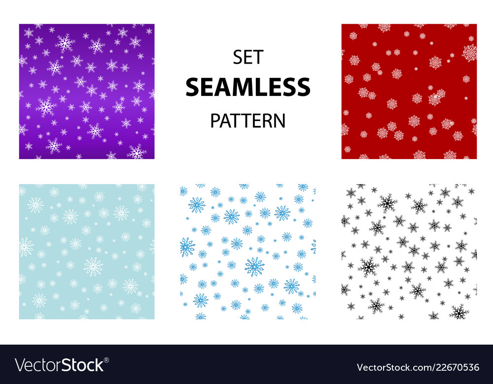 Big set seamless snow pattern simple Royalty Free Vector