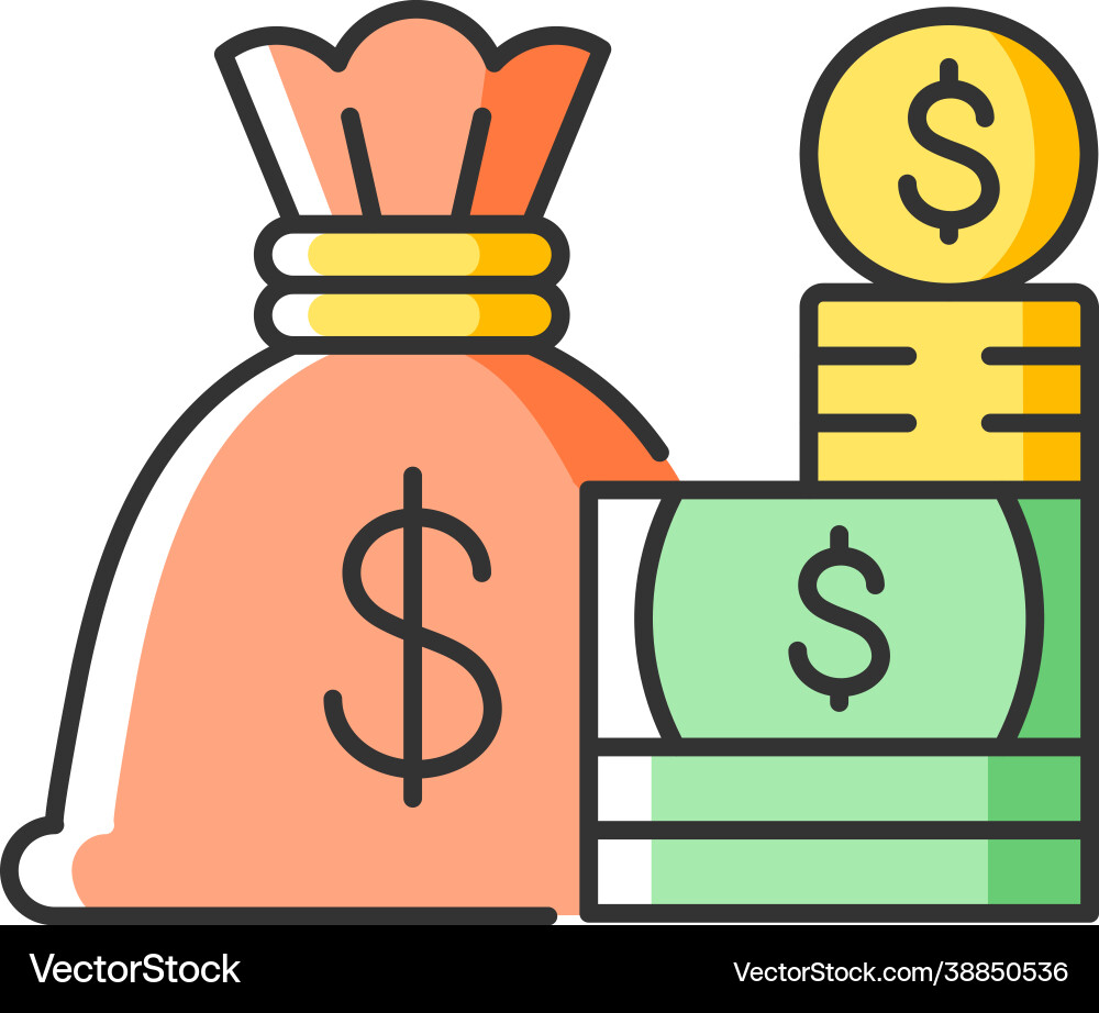 Cash rgb color icon Royalty Free Vector Image - VectorStock