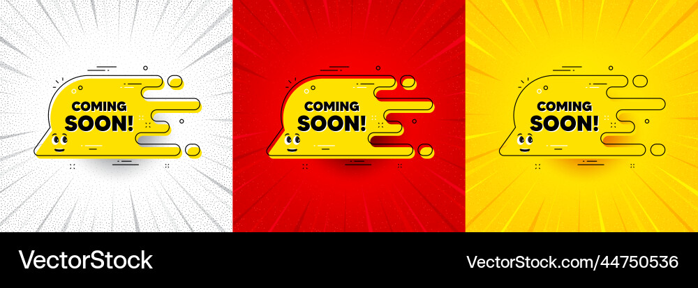 Coming soon transition bubble cartoon face Vector Image
