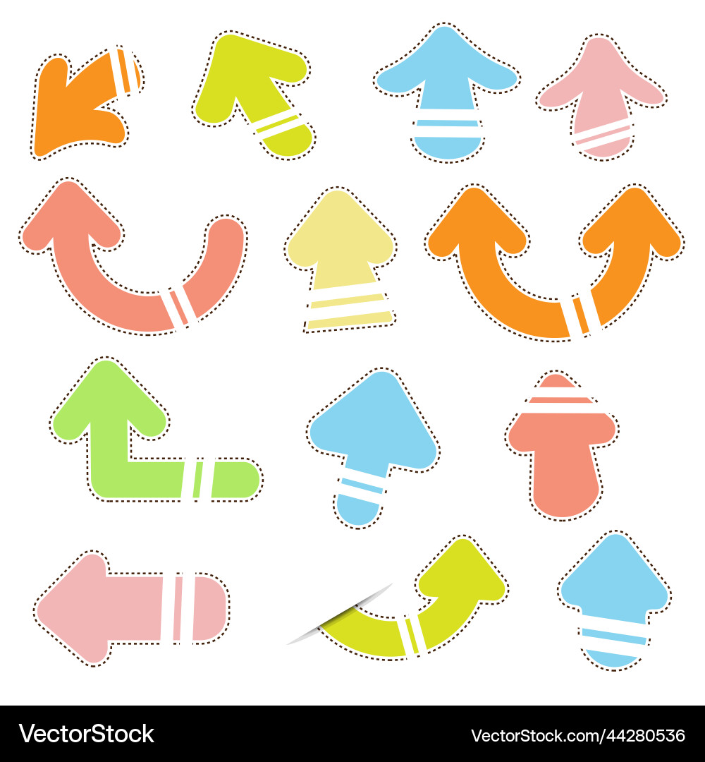 Cute cartoon paper arrow sticker with shadow Vector Image