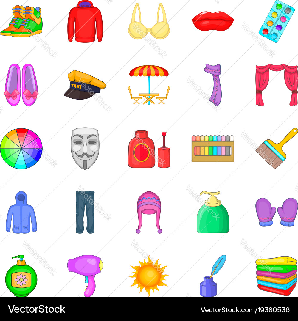Decor icons set cartoon style Royalty Free Vector Image