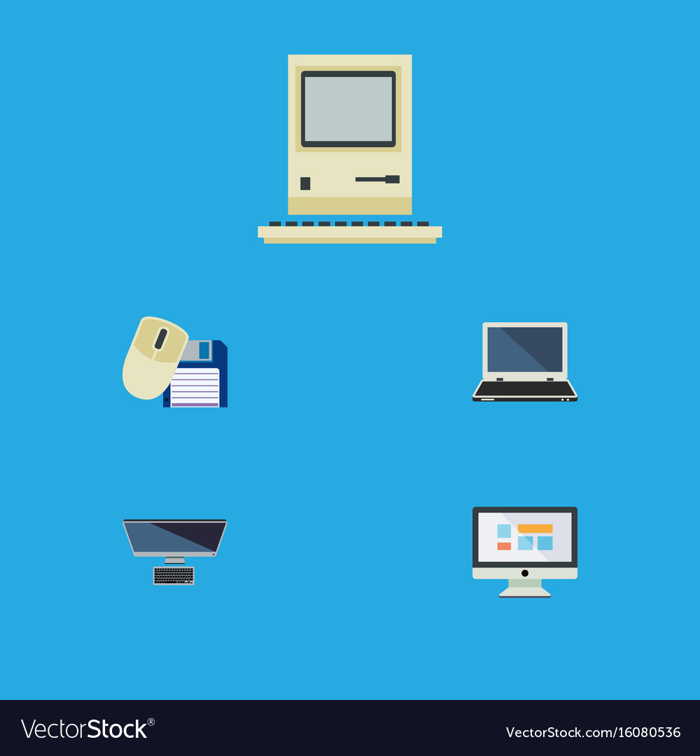 Flat icon computer set of computer mouse display Vector Image