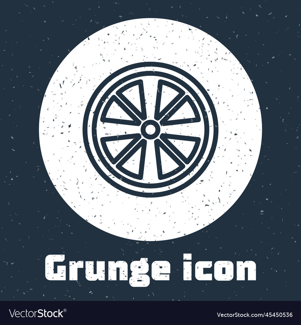Grunge line alloy wheel for a car icon isolated Vector Image