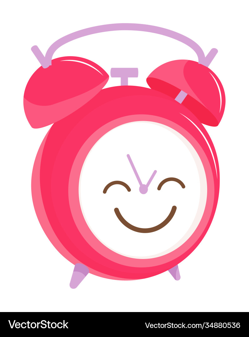 Happy smiling funny alarm clock on white Vector Image