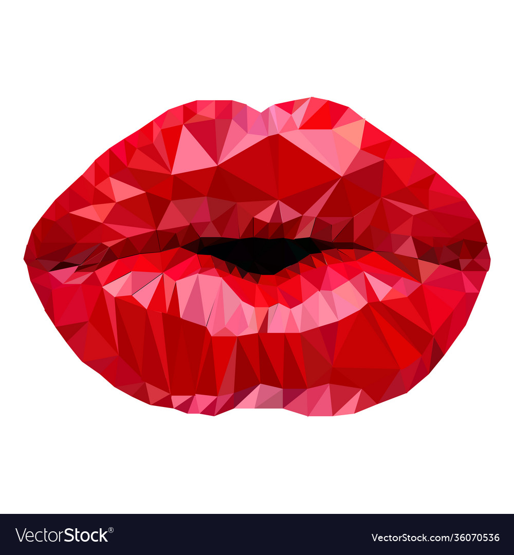 Polygonal lips triangles Royalty Free Vector Image