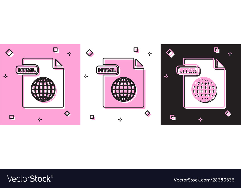 Set html file document download button icon Vector Image