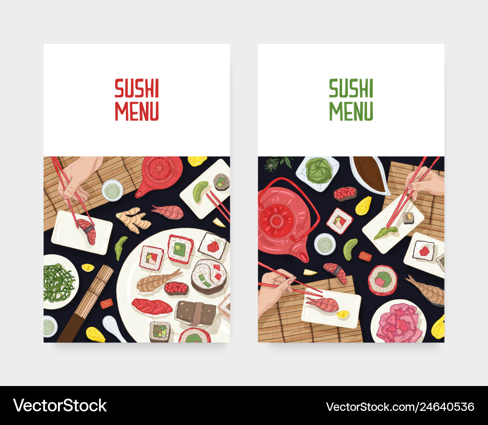 Set of menu cover templates with dining table Vector Image