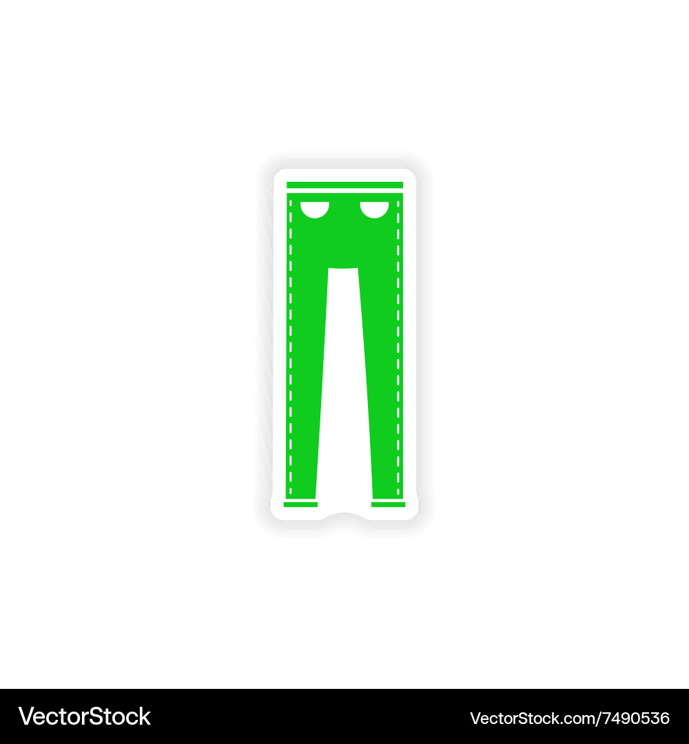 Stylish paper sticker on white background pants Vector Image